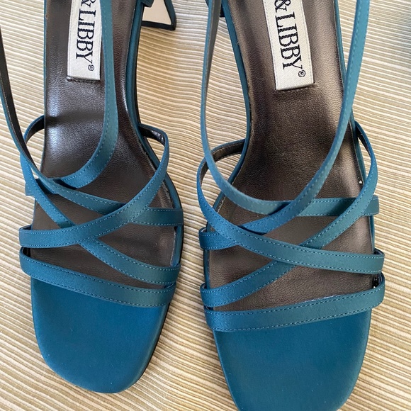 Sam and Libby | Shoes | New Sam And Libby Teal Satin Slingback Heels ...